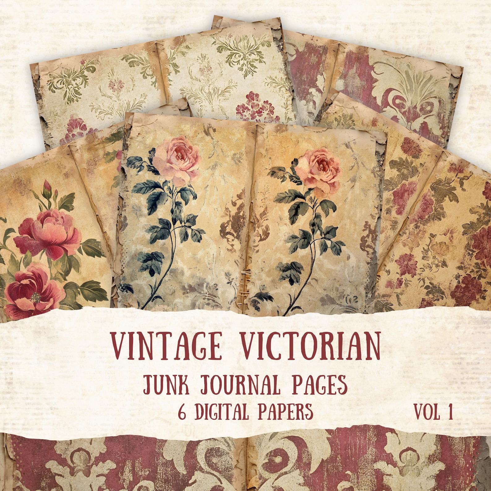 Vintage Victorian Junk Journal Printable Pages, Floral Junk Journal ...