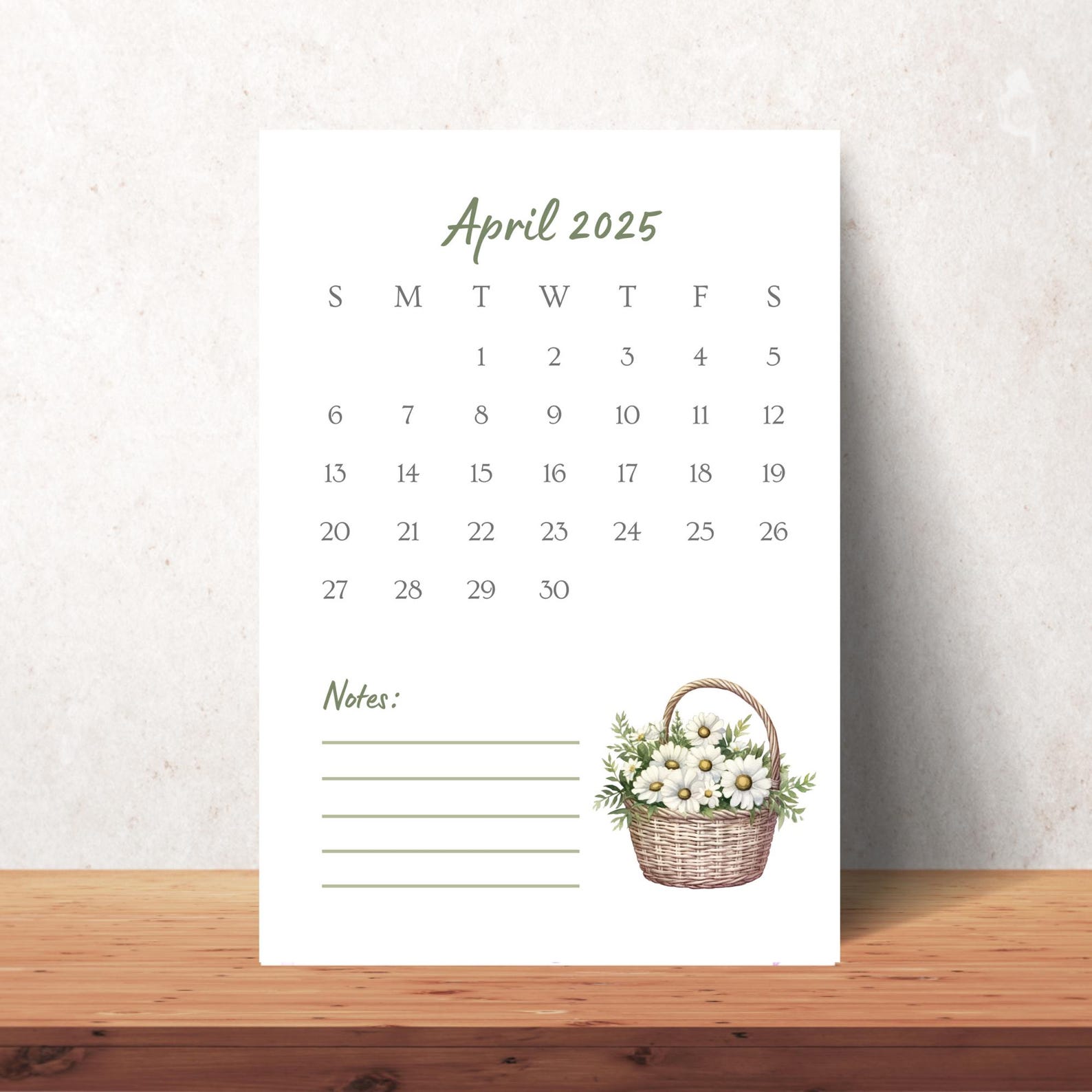 2025 Printable Calendar | Daisy Theme Monthly Printable Calendar ...