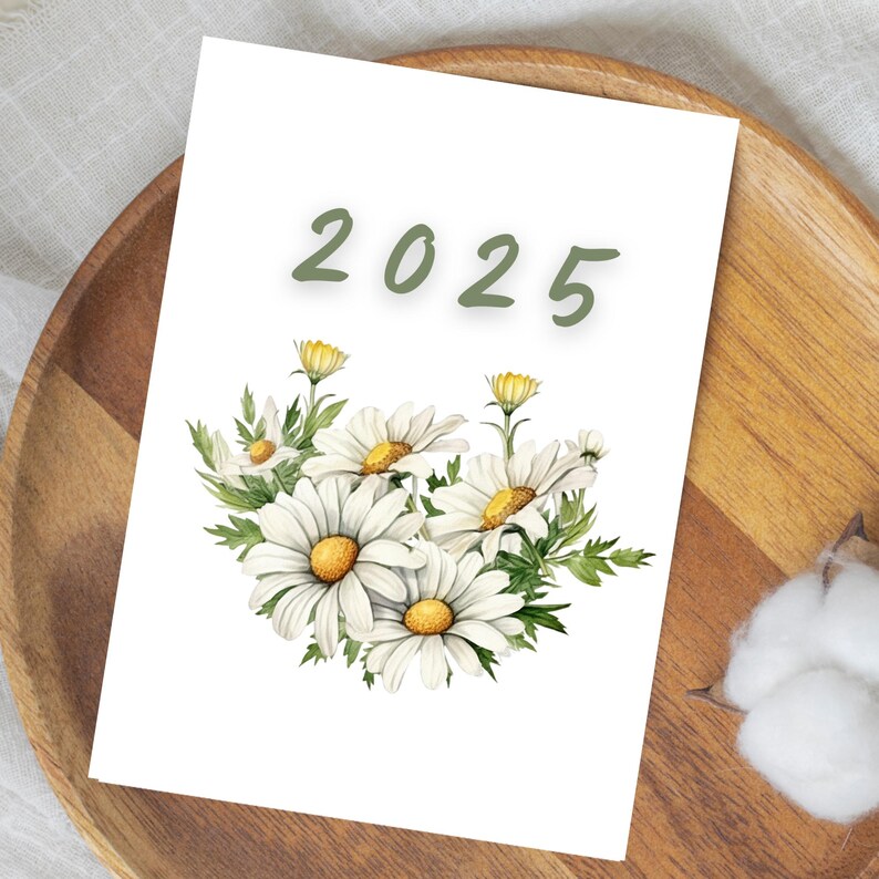 2025 Printable Calendar | Daisy Theme Monthly Printable Calendar ...