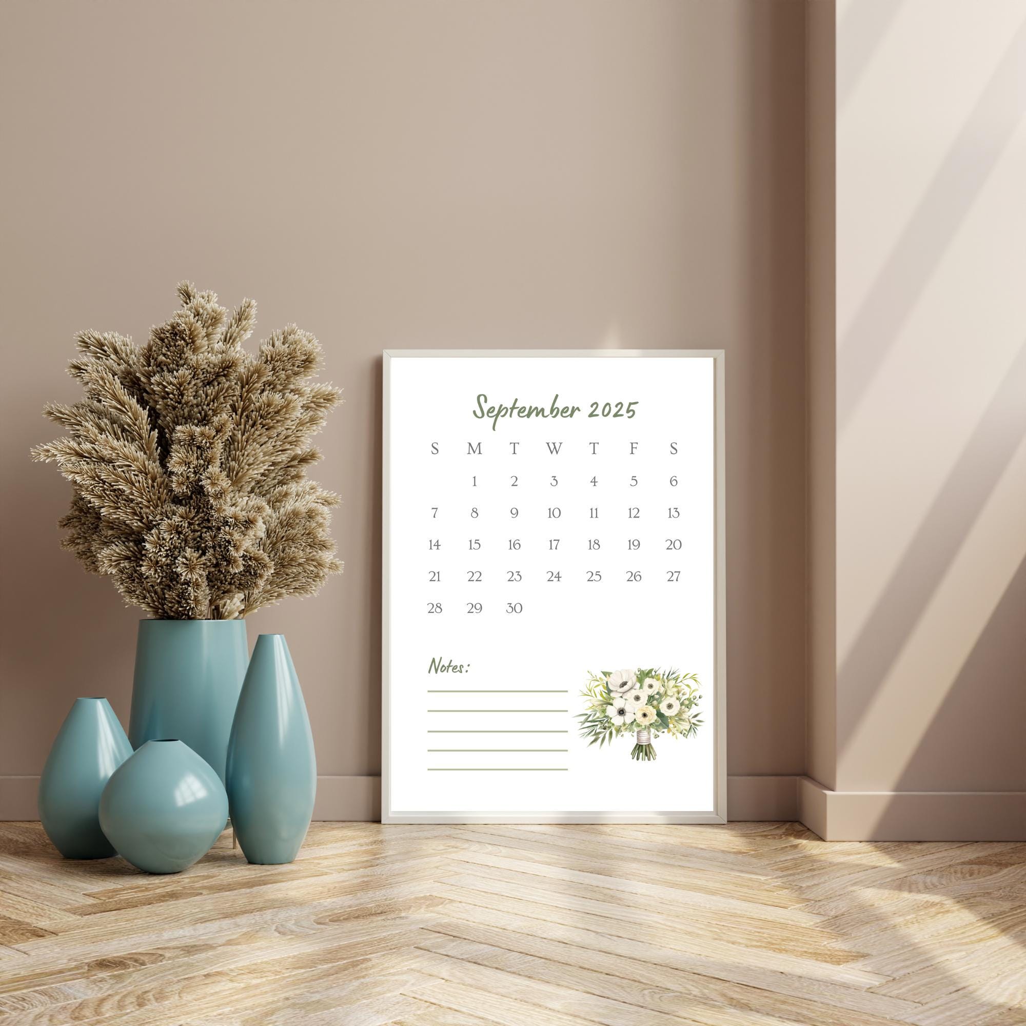 2025 Printable Calendar | Daisy Theme Monthly Printable Calendar ...