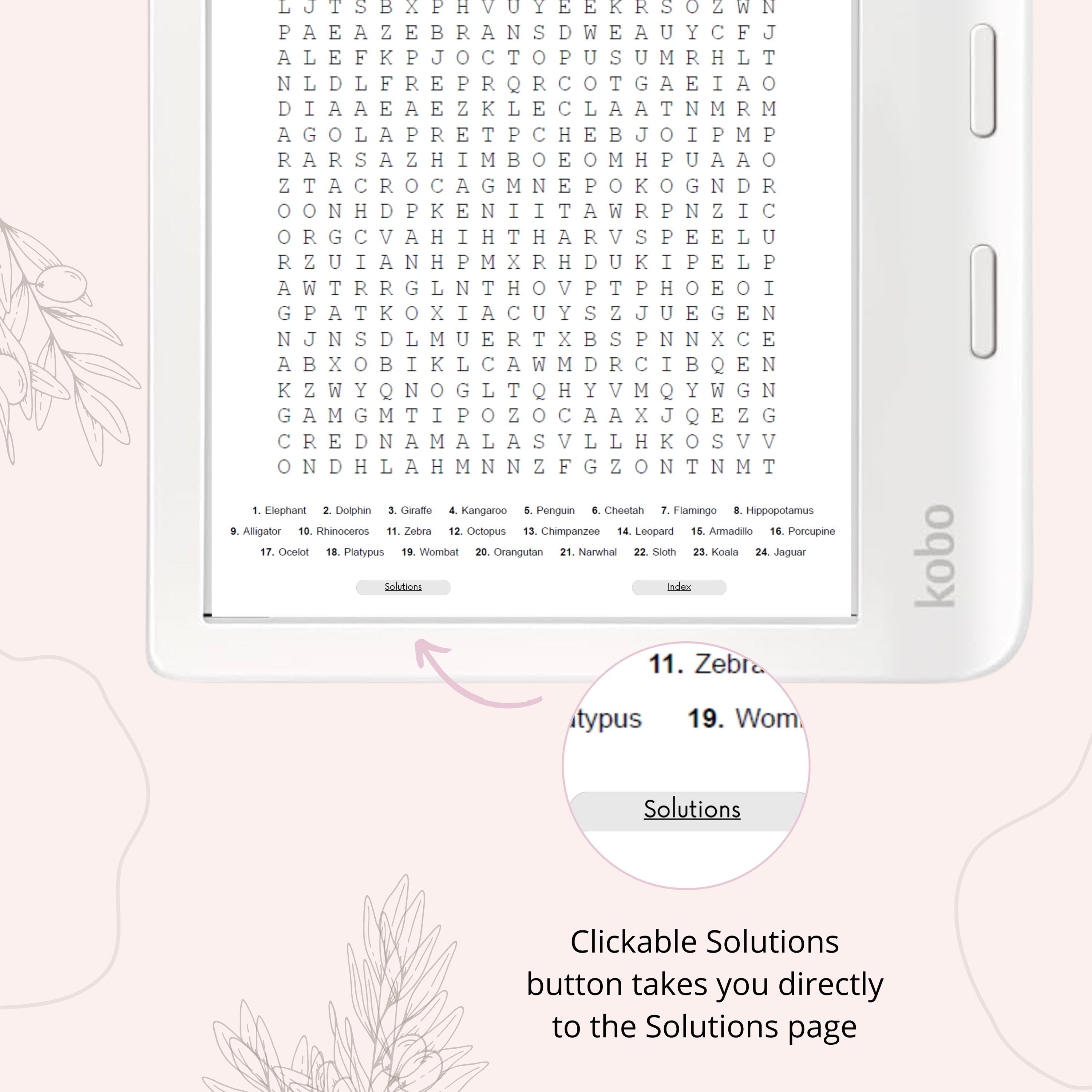 Kobo Word Search Book 1 for Kobo Libra Colour | Word Games for Kobo ...