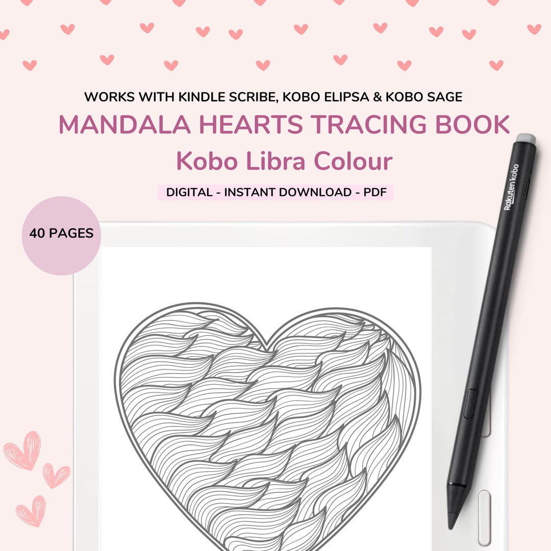 Kobo Love Tracing Book Coloring Valentines Day for Kobo Libra Colour ...