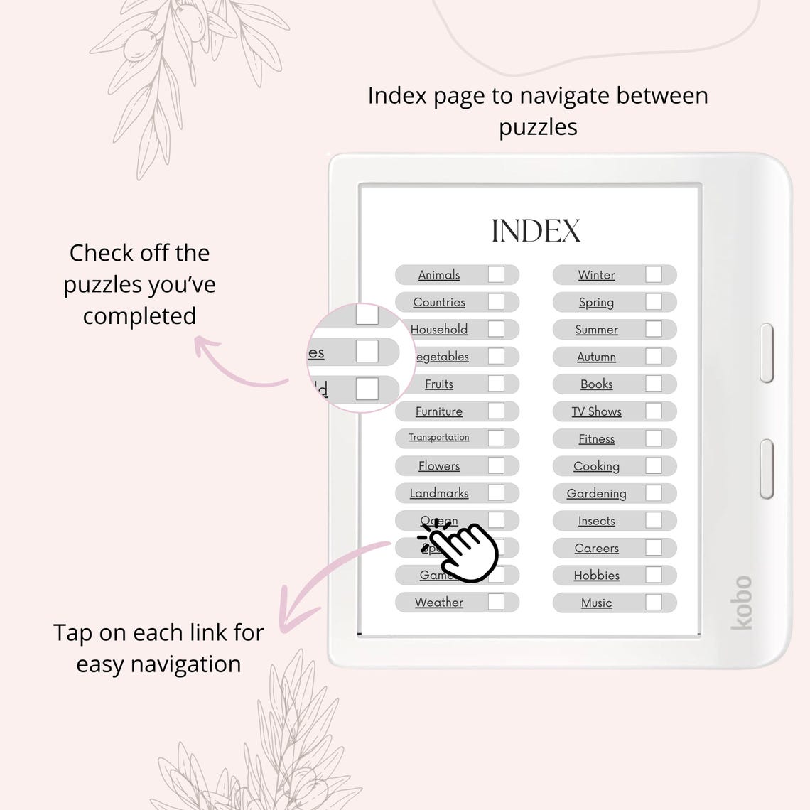 Kobo Word Search Book 1 for Kobo Libra Colour | Word Games for Kobo ...