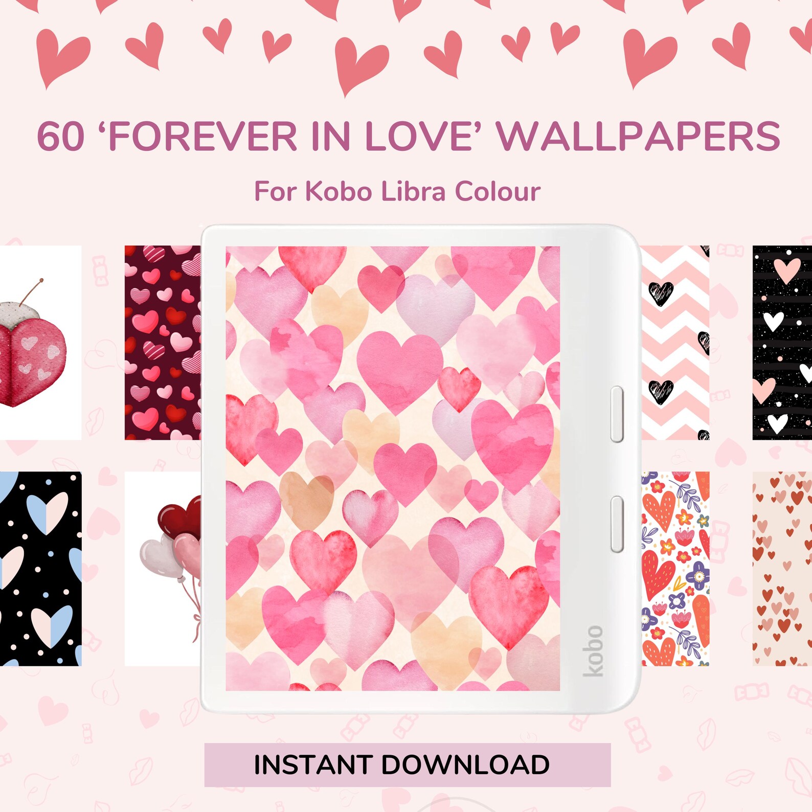 Kobo Libra Colour Wallpaper Pack: 60 Forever in Love Designs (digital ...