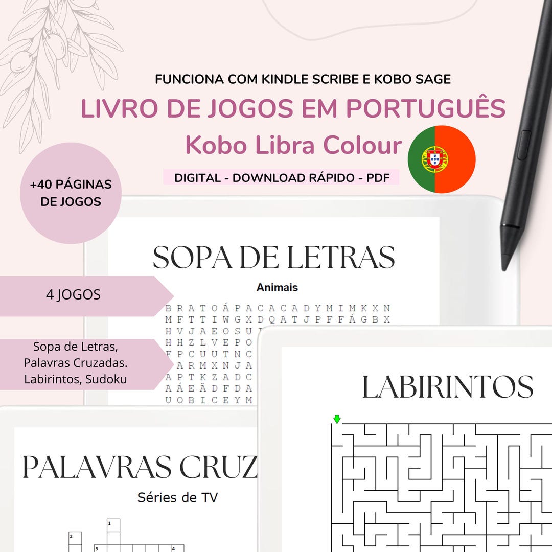 Kobo Libra Colour Games Book in Portuguese: Sudoku, Mazes (PDF) - Etsy