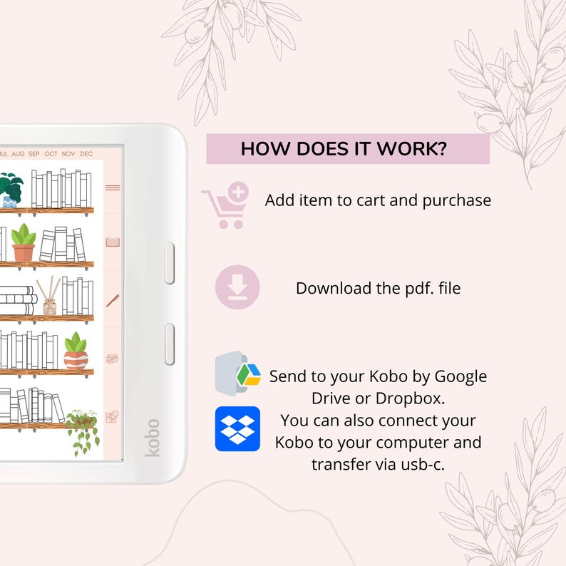 Kobo Libra Colour Bookshelf TBR Tracker: Illustrated 2-page (PDF ...