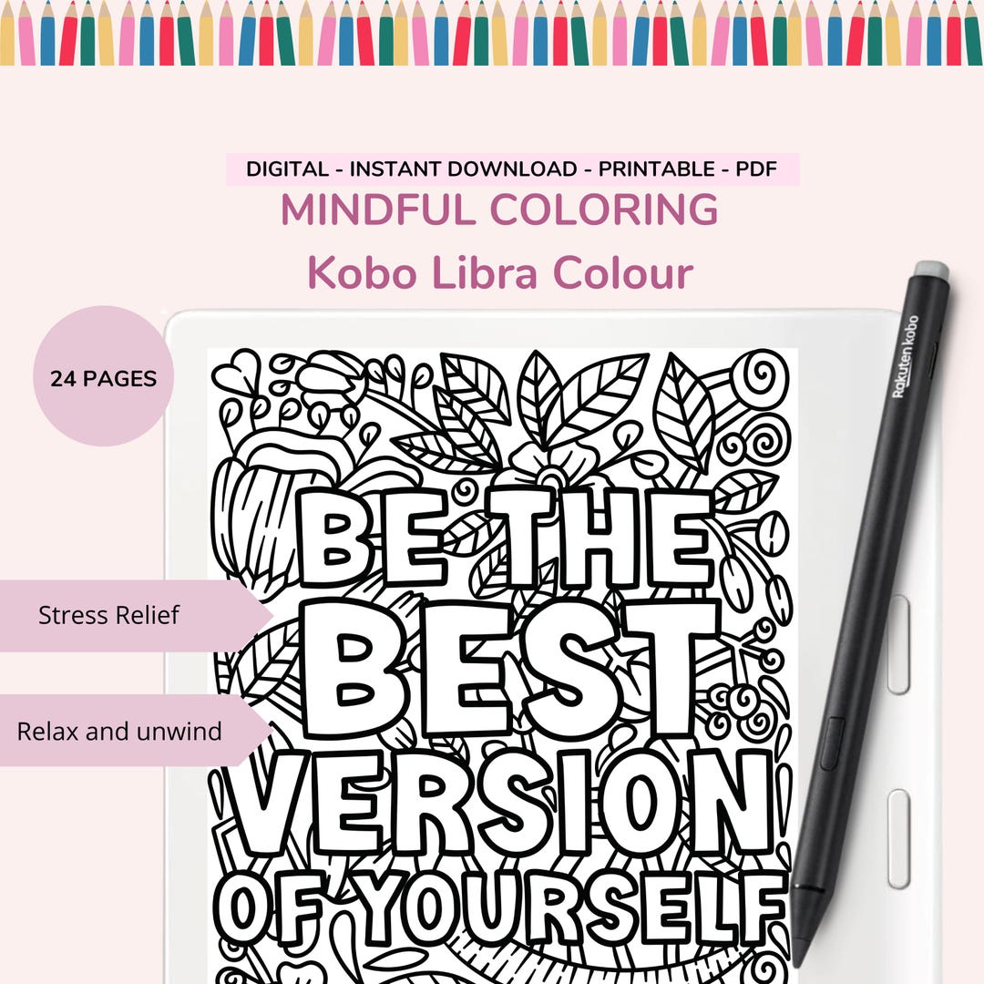 Kobo Libra Colour Coloring Book: 24 Mindful Pages (digital Download) - Etsy