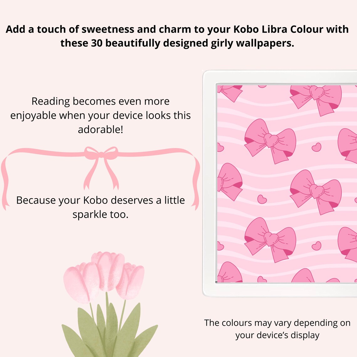 Kobo Libra Colour Wallpapers: 30 Girly Pink Screensavers (digital ...