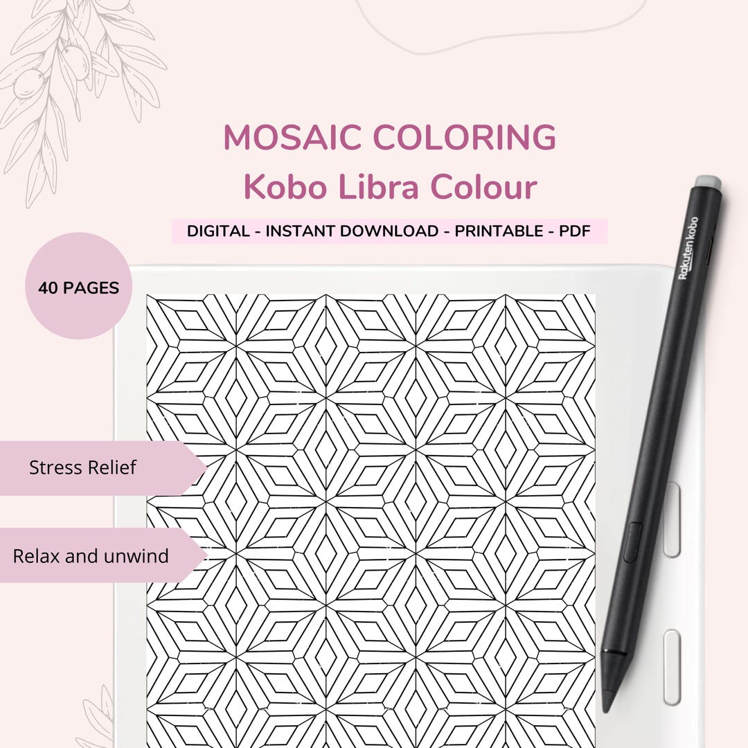 Kobo Libra Colour Mosaic Coloring Book: 40-page Stress Relief (PDF ...