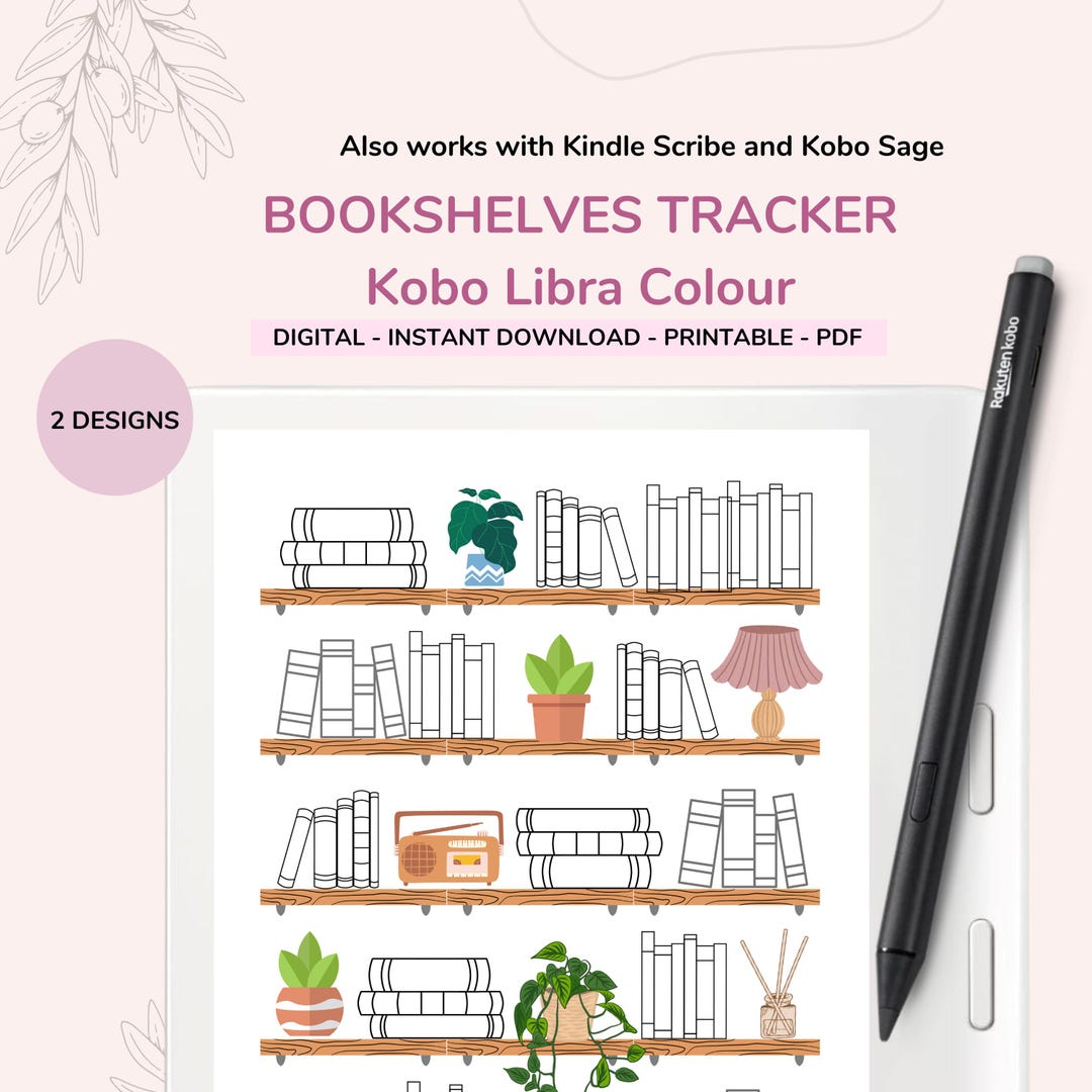 Kobo Libra Colour Bookshelf TBR Tracker: Illustrated 2-page (PDF ...