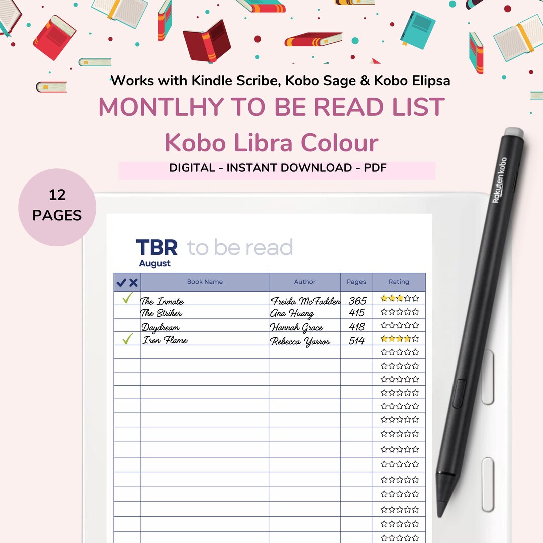 Kobo to Be Read List Monthly TBR for the Kobo Libra Colour Kobo Reading ...