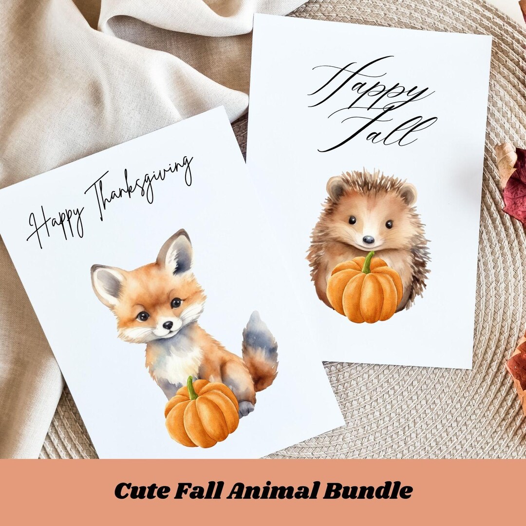 Cute Autumn Fall Animal Image Bundle - Etsy