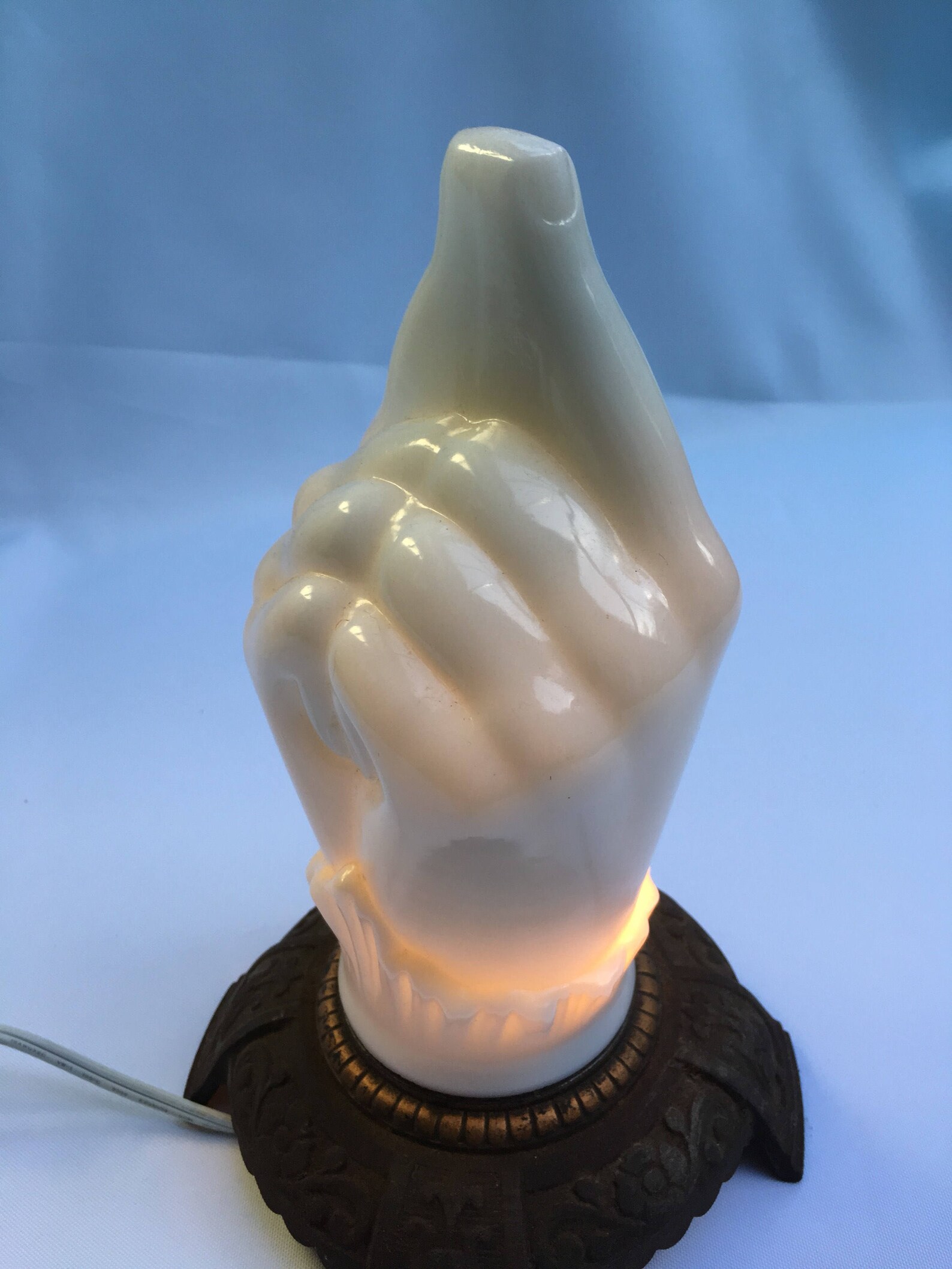 Unique Clasp Hands Glass Sculpture Globe for Lamp Milk Glass - Etsy