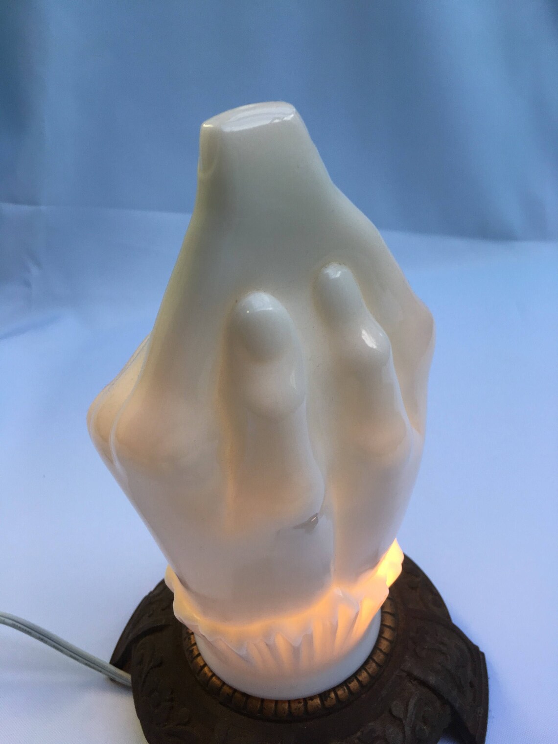 Unique Clasp Hands Glass Sculpture Globe for Lamp Milk Glass - Etsy