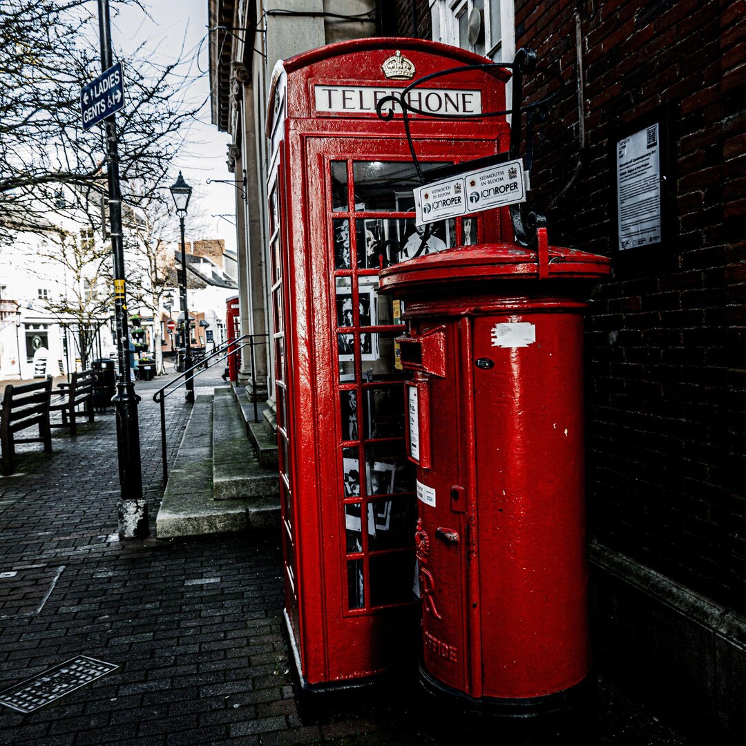 British Phone Booth Red Mailbox Wall Art Devon England Photography ...