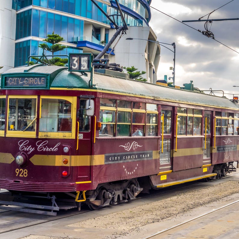 Vintage Maroon Tram - Melbourne City Centre Photo | Digital Download - Etsy