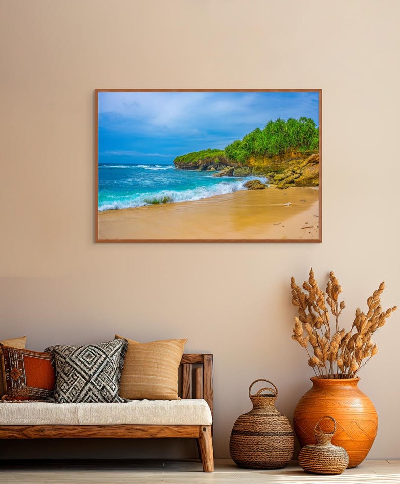 Bali Beach Photography Azure Sea & Gentle Waves Print, Instant Download ...