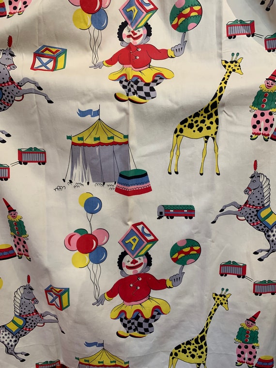 Delightful and Colorful Circus Theme Illustrated Cotton Drapes - Etsy