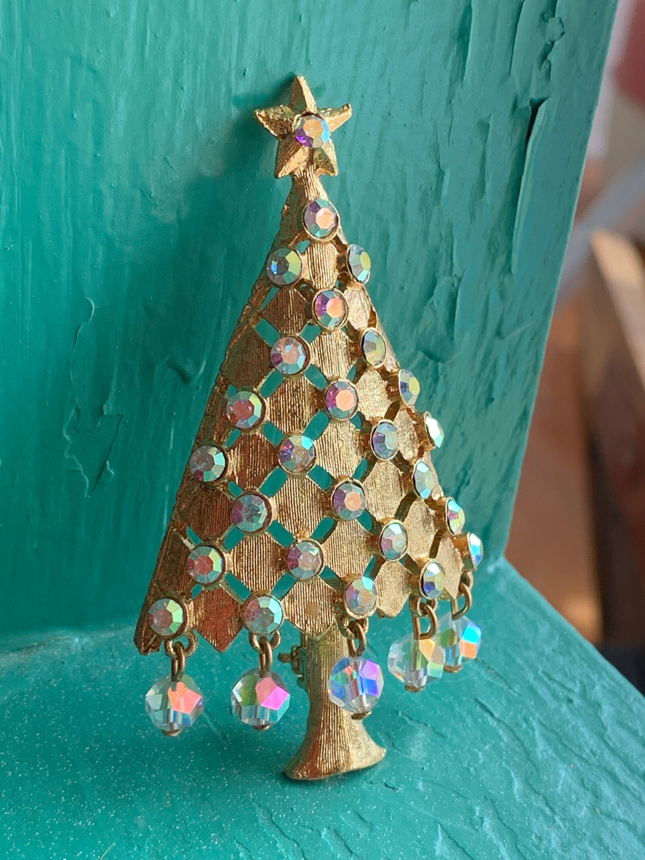 Beautiful Vintage Mylu Modernist Tree Brooch With Aurora Borealis ...