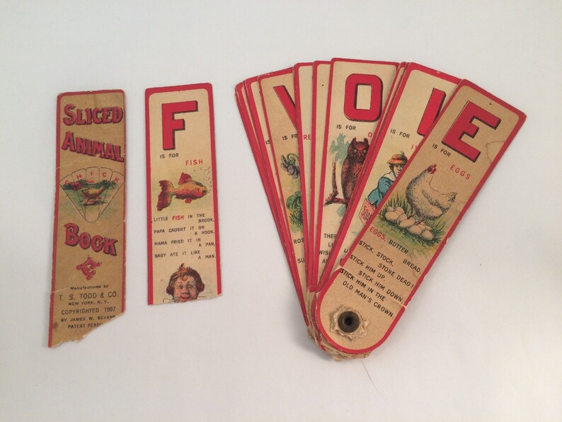 1907 Sliced Animal Spelling Fan Book | Etsy