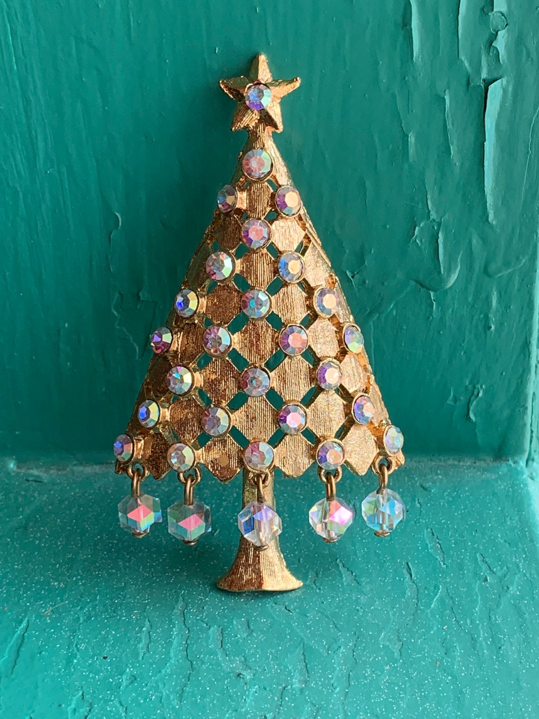 Beautiful Vintage Mylu Modernist Tree Brooch With Aurora Borealis ...