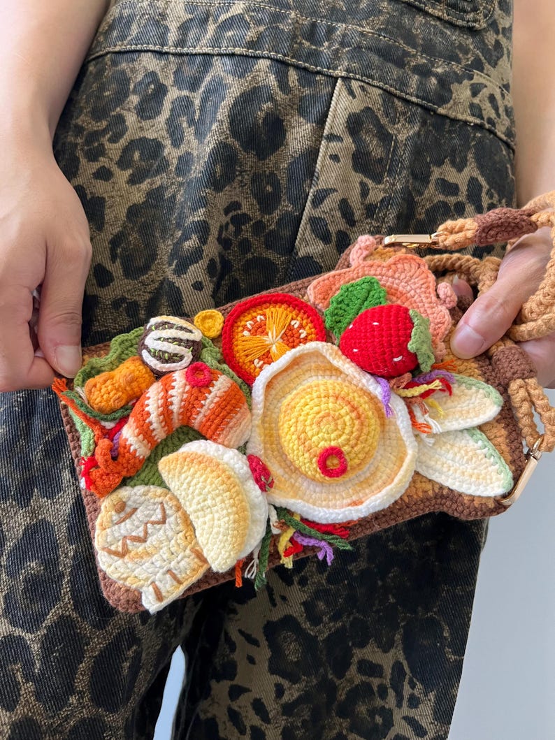 Handmade Crochet Bread Slice Crossbody Bag, Food-themed Purse - Etsy