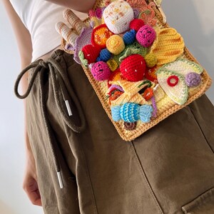 Handmade Crochet Slice of Bread Crossbody Bag With Food Charms - Etsy