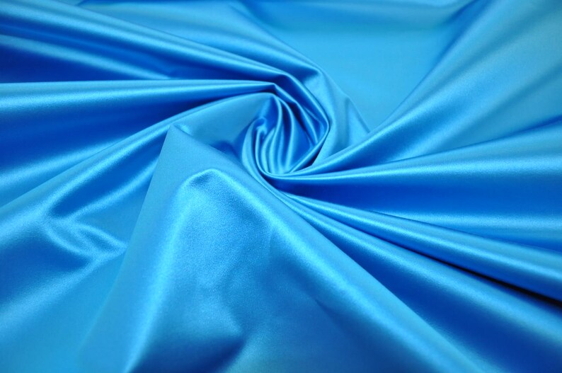 Smooth Silk Thick Blue Fabric by the Meter Italian for Sewing Clothes ...