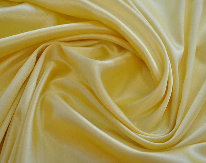 Italian Silk Satin Light Yellow Fabric by the Meter for Sewing Clothes ...