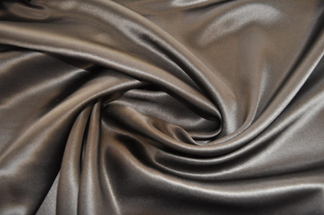 Dark Chocolate Satin Silk Fabric by the Meter for Sewing Clothes ...