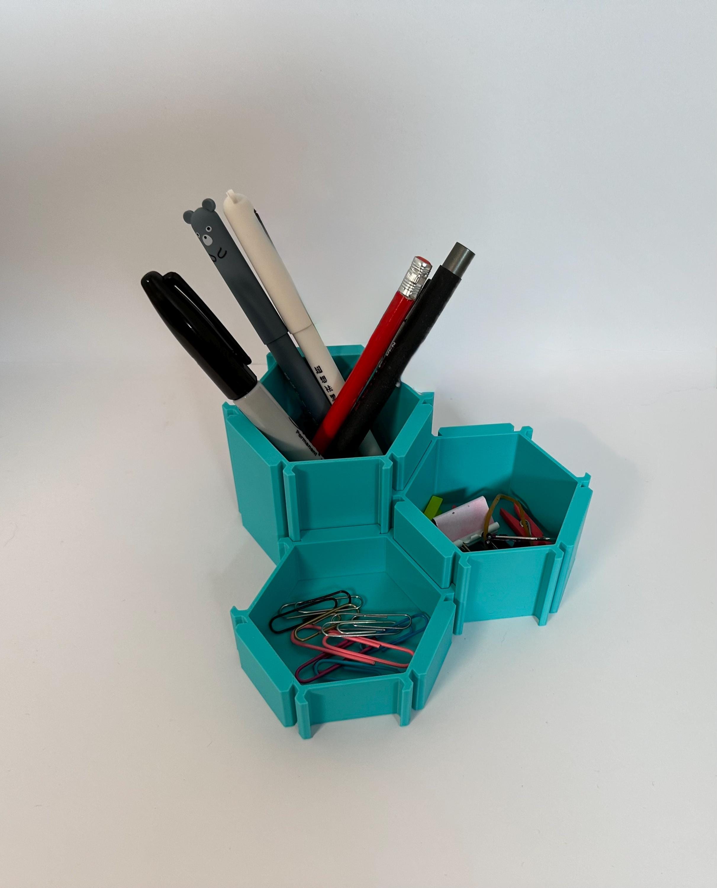 Modular Interlocking Hexagon Desk Organiser - Customisable Desk Storage ...