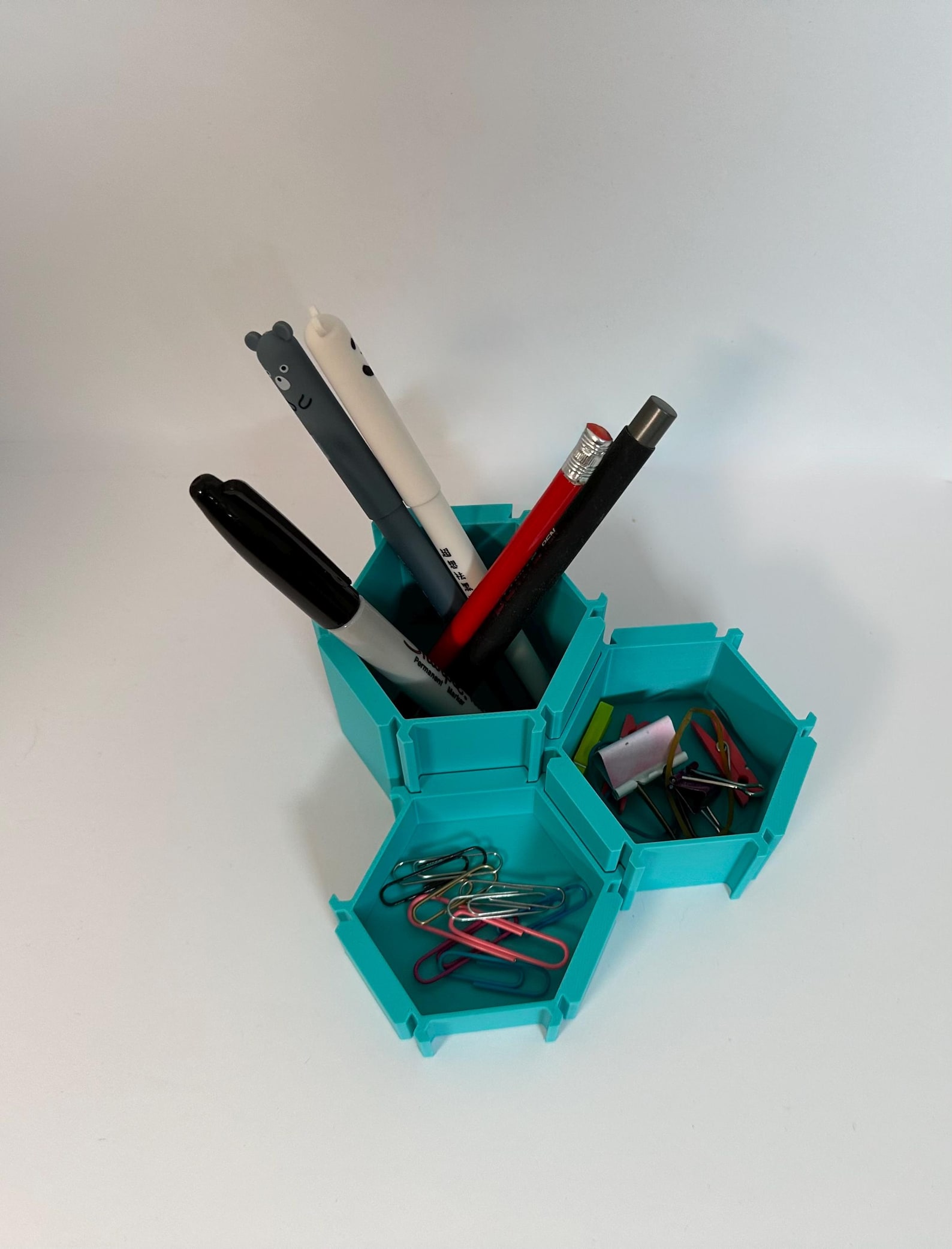 Modular Interlocking Hexagon Desk Organiser - Customisable Desk Storage ...