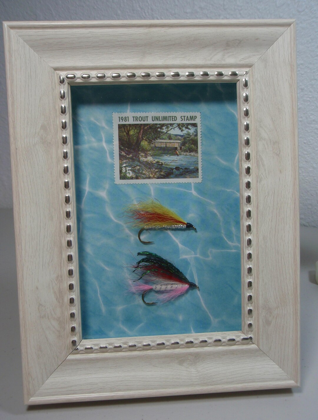 Trout Streamer Flies Desk Display, 1981 Trout Unlimited Stamp, Pacific ...