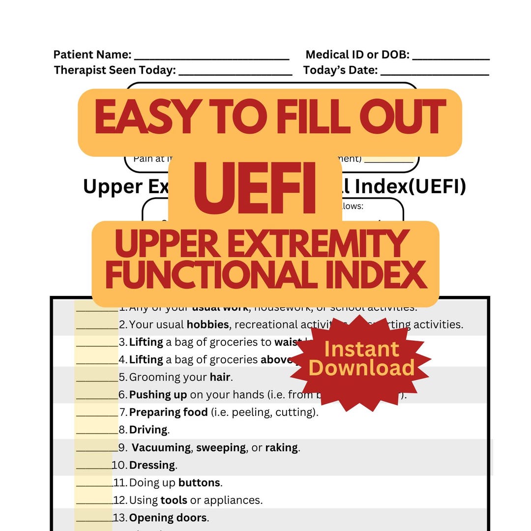 Physical Therapy & Occupation Therapy - UEFI - Upper Extremity Functional Index - Etsy