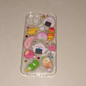 Kawaii Japanese Puffy Sticker Resin Sushi Phone Case With Glitter ...