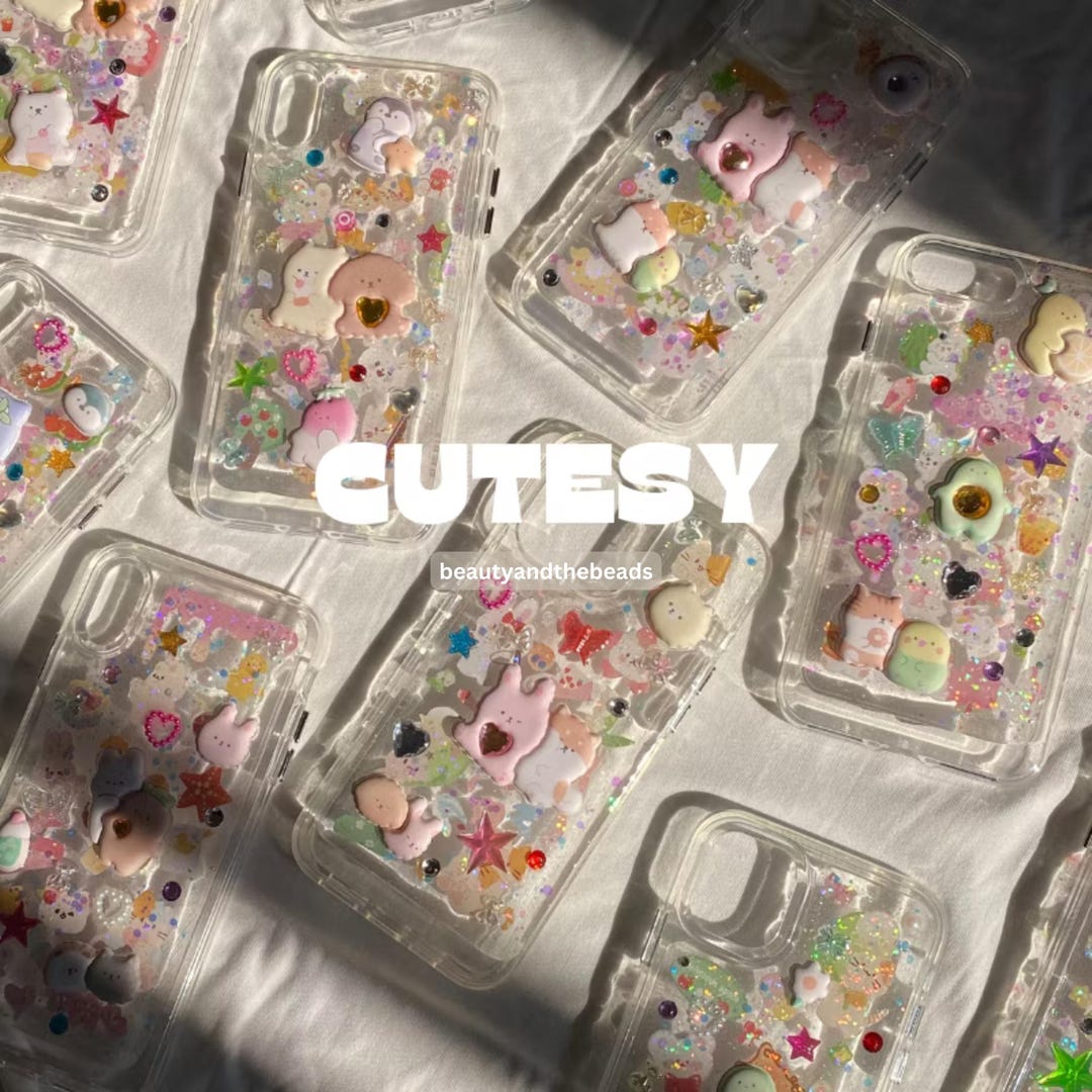 Kawaii Puffy Sticker Resin Phone Case, Cute Juminicore Aesthetic With ...