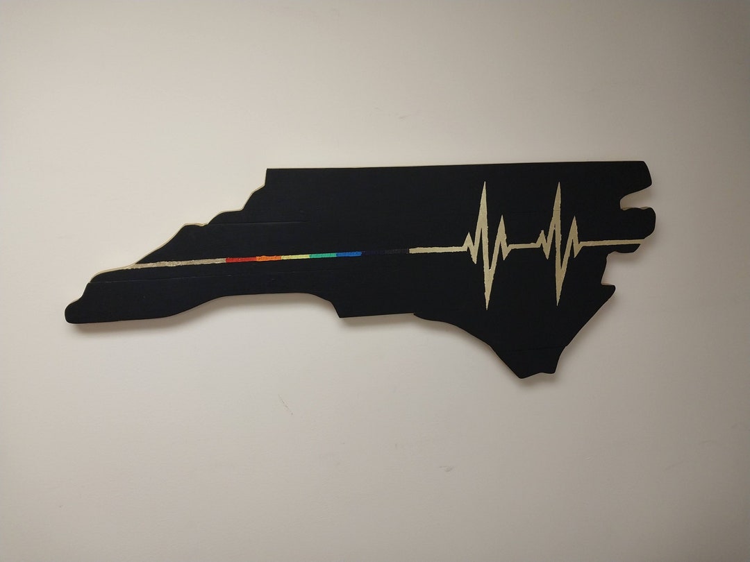 North Carolina State Wood Sign Cutout NC Silhouette Wall Art EKG ...
