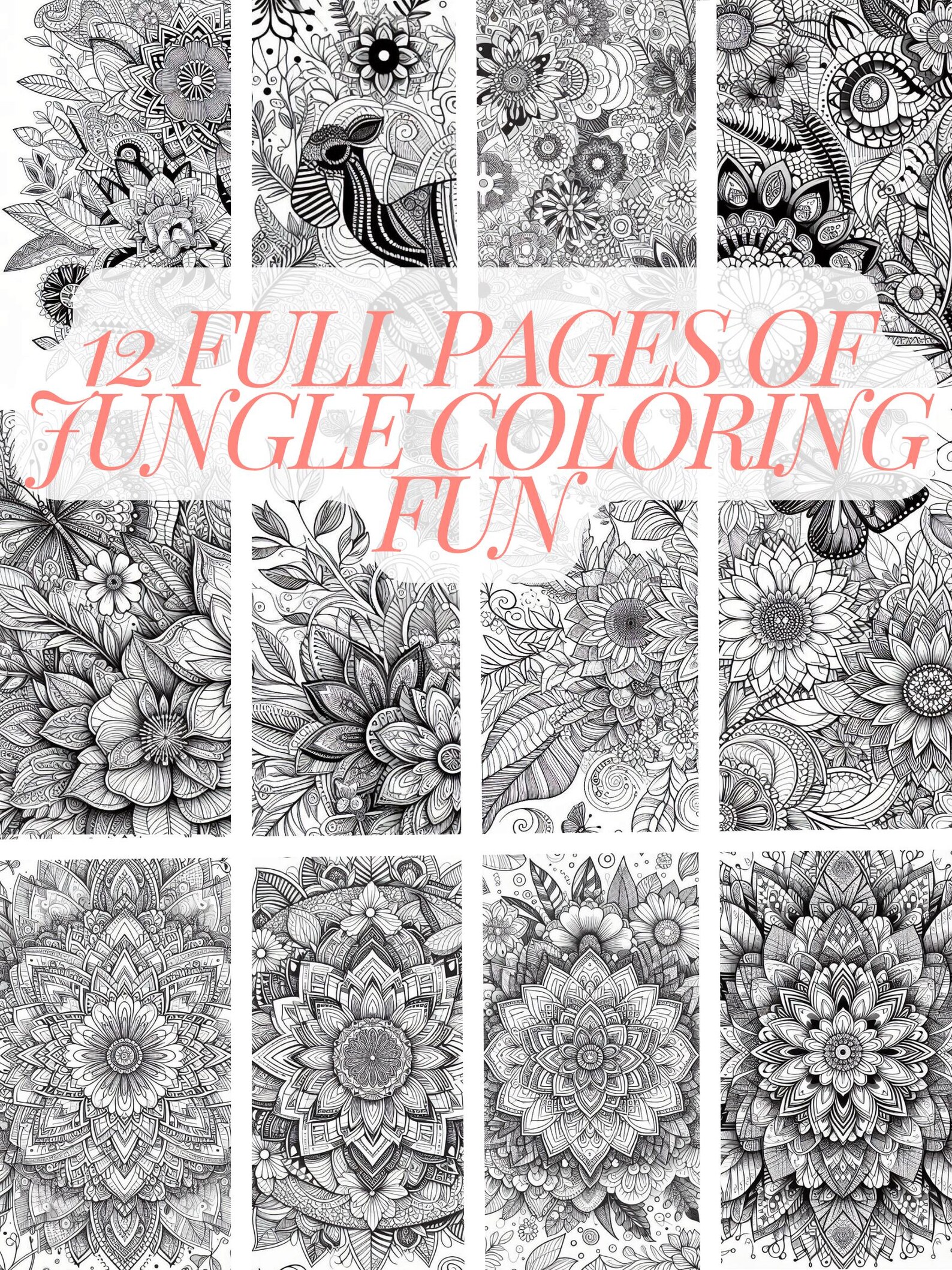 Adult Jungle Coloring Book Pages - Etsy