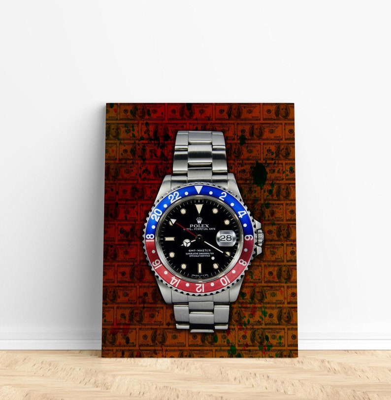 Artwork Luxurious Rolex GMT Master Wall Art Elegant Watch Painting for ...