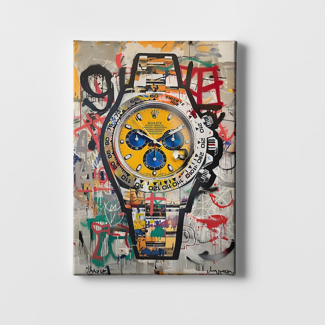Luxury Banksy Style Wall Art - Rolex Watch Painting | Premium Canvas ...