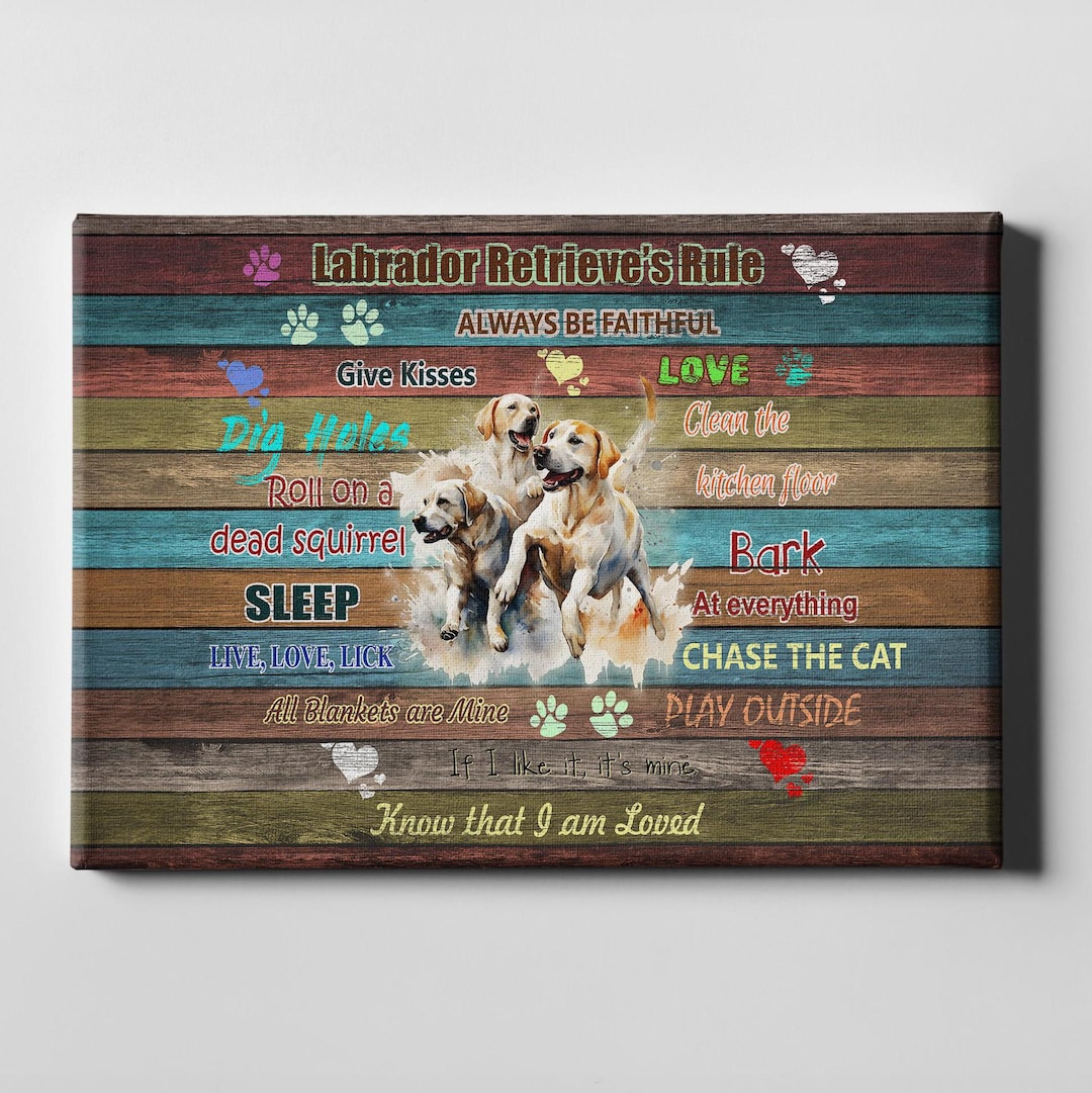 Labrador Retriever House Rules Art – Funny Dog Watercolor Canvas - Etsy
