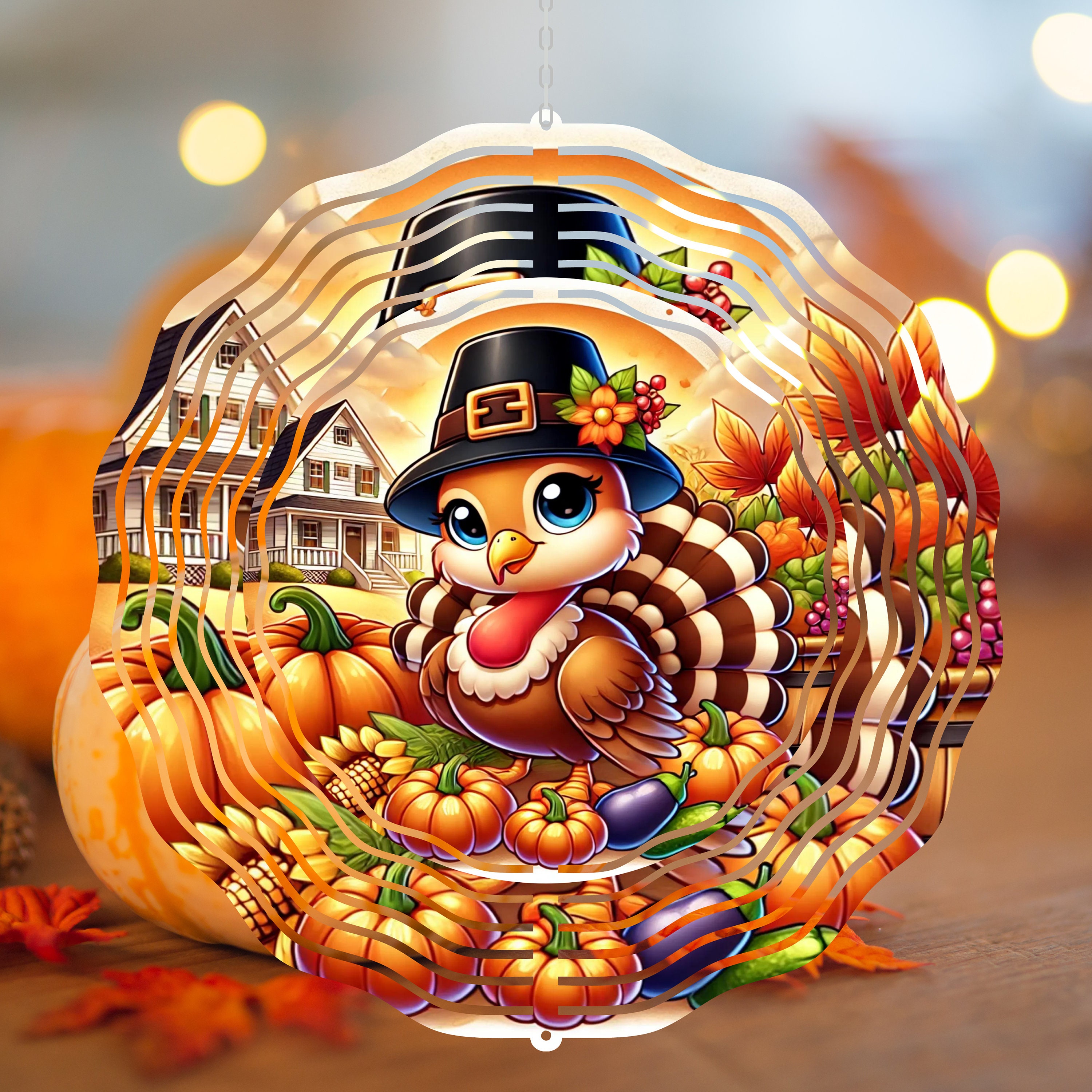Cute Thanksgiving Turkey Wind Spinner Digital Design | 5 PNG Files ...