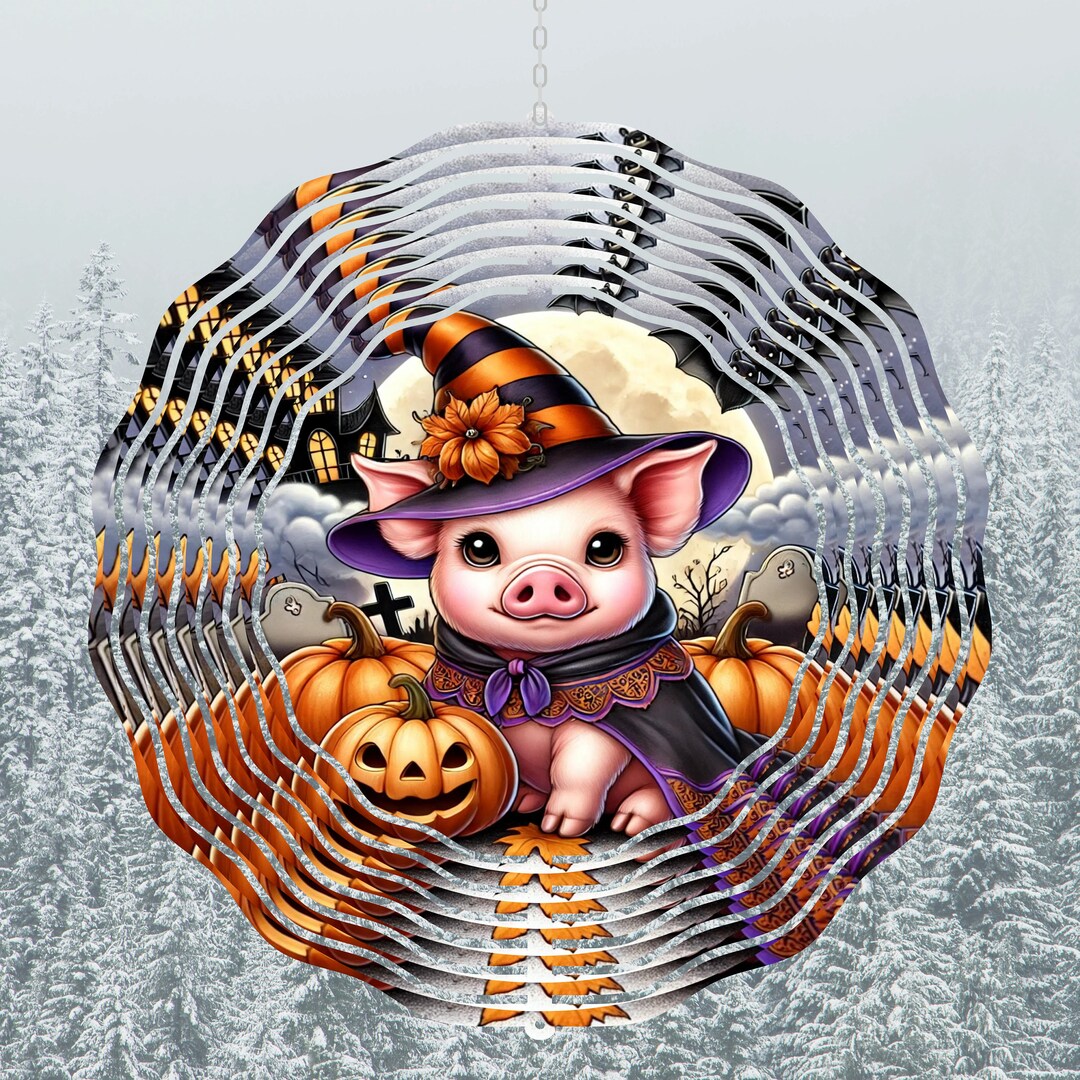 Cute Halloween Pig Wind Spinner Digital Design | 5 PNG Files | DIY Wind ...
