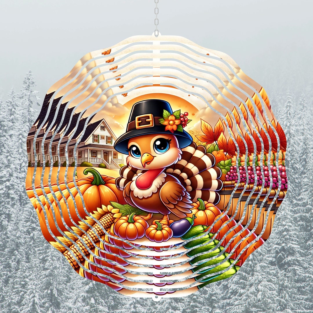 Cute Thanksgiving Turkey Wind Spinner Digital Design | 5 PNG Files ...