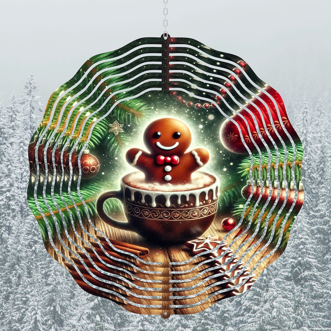 Gingerbread Man Wind Spinner Digital Design | 5 PNG Files | DIY Wind ...