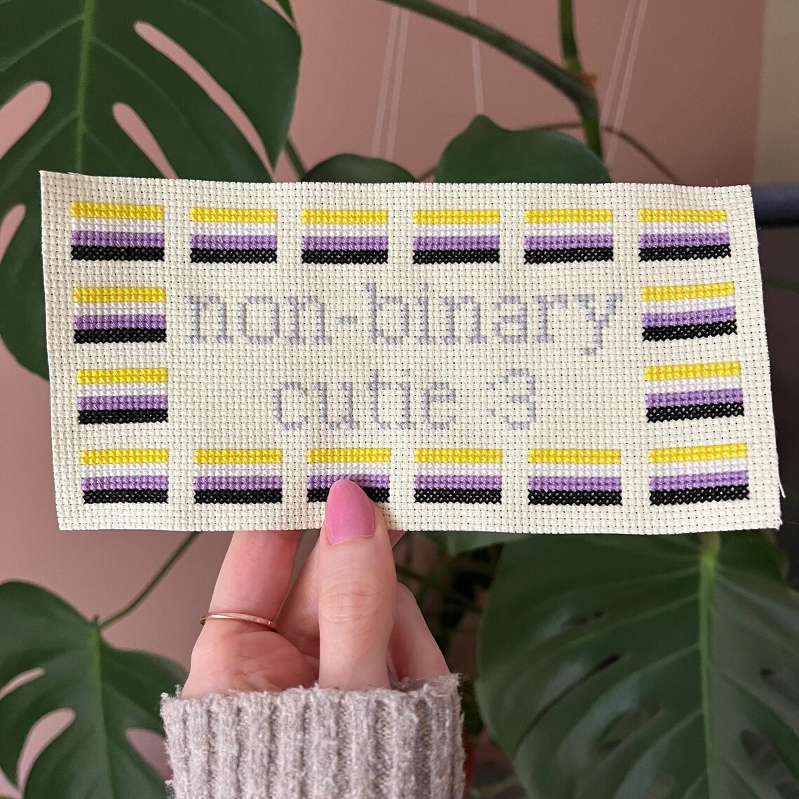 Non-binary Cutie :3 Cross Stitch Pattern Enby Cross Stitch Nonbinary ...