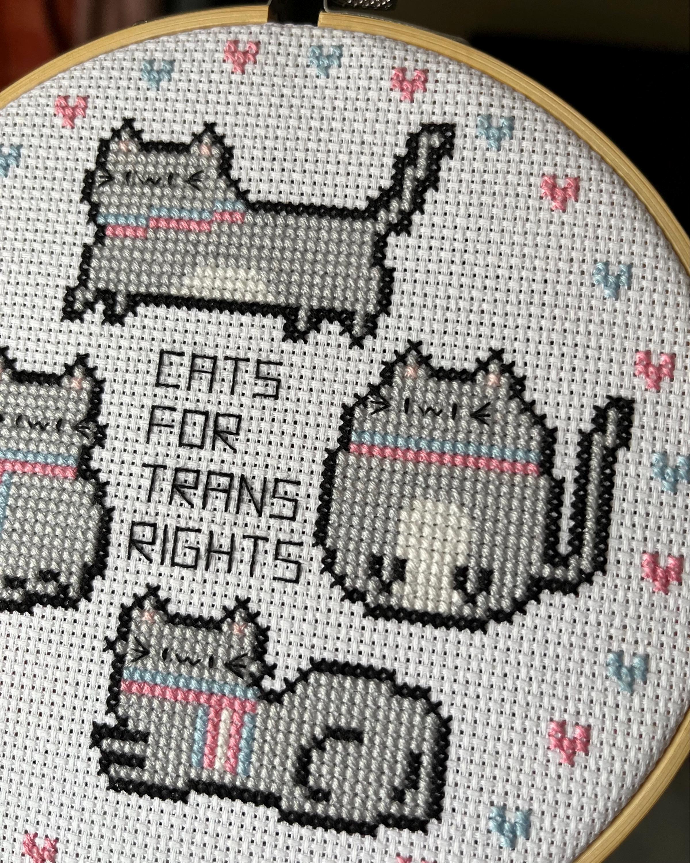 Cats for Trans Rights Transgender Cross Stitch Pattern - Trans Pride ...