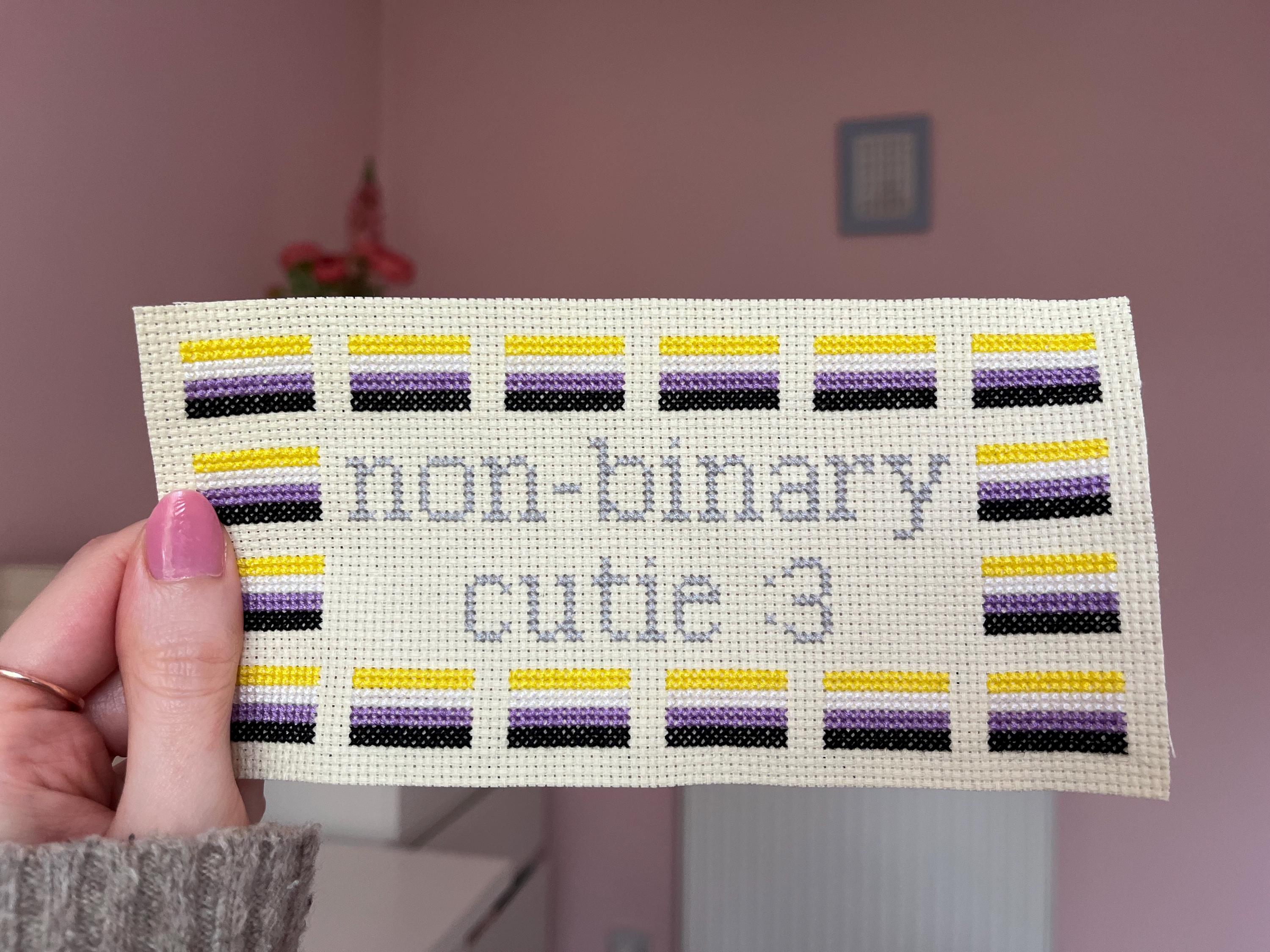 Non-binary Cutie :3 Cross Stitch Pattern Enby Cross Stitch Nonbinary ...