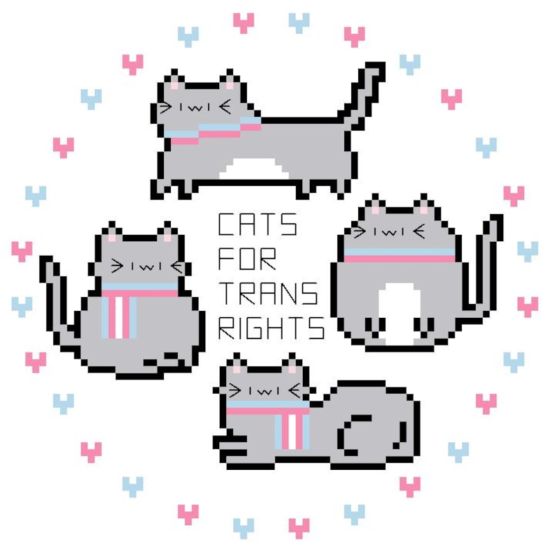 Cats for Trans Rights Transgender Cross Stitch Pattern - Trans Pride ...