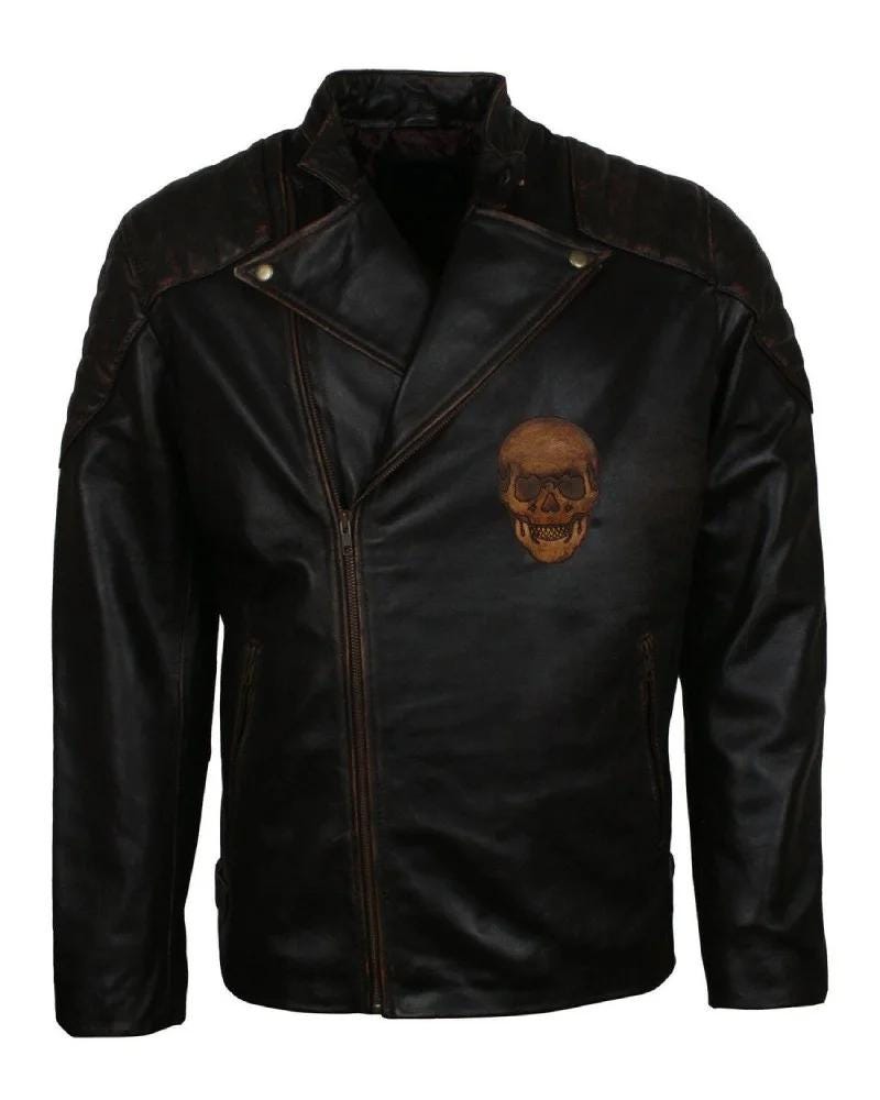Men’s Black Skull Embossed Ride Biker Jacket Customized - Etsy